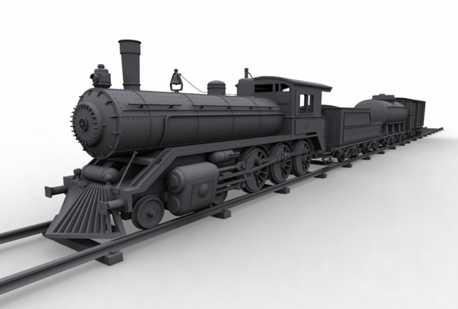 Clasical Train Locomotive 3d Model