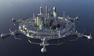 3d block futuristic city