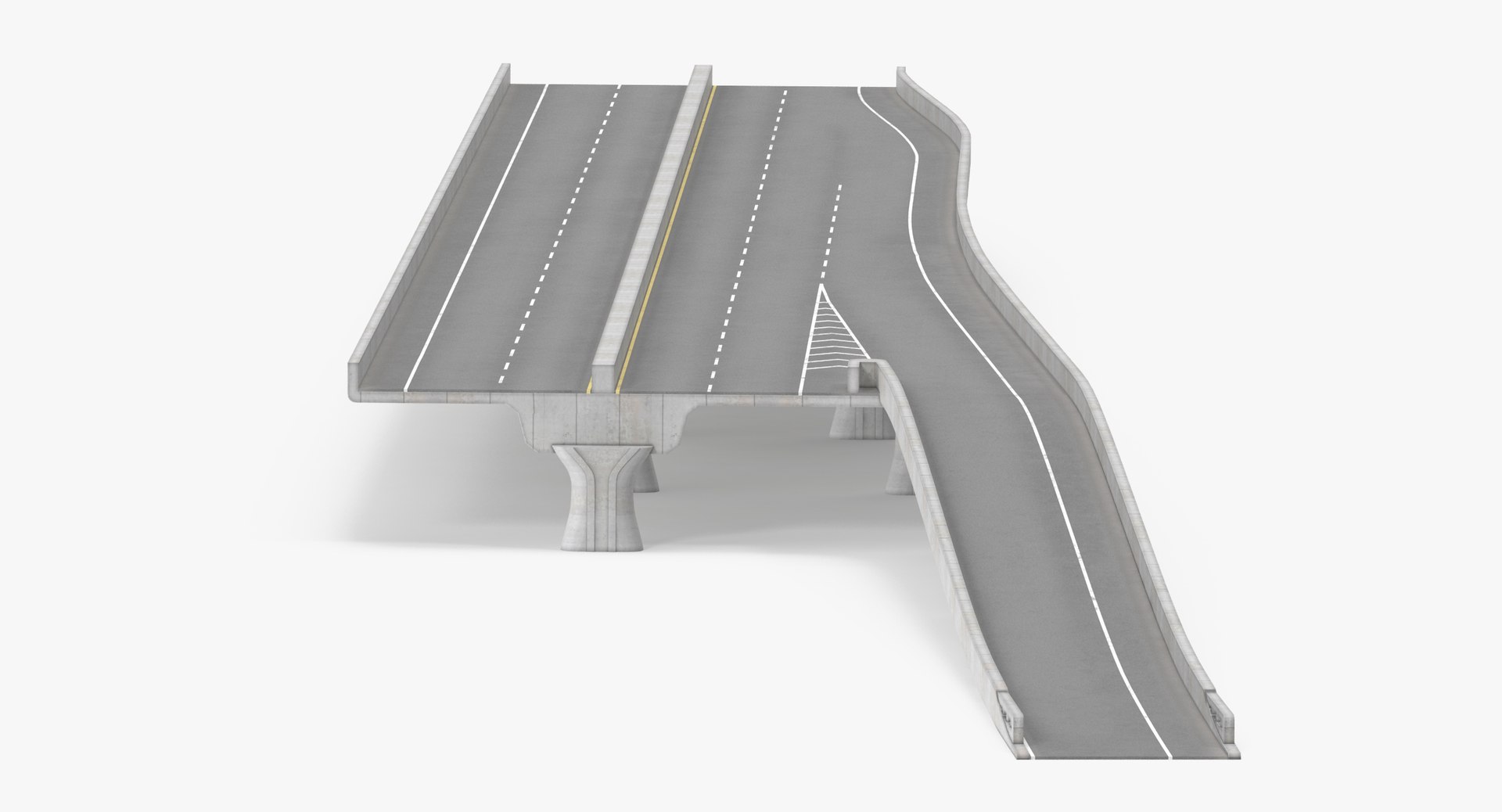 3d Raised Highway Onramp Straight Model