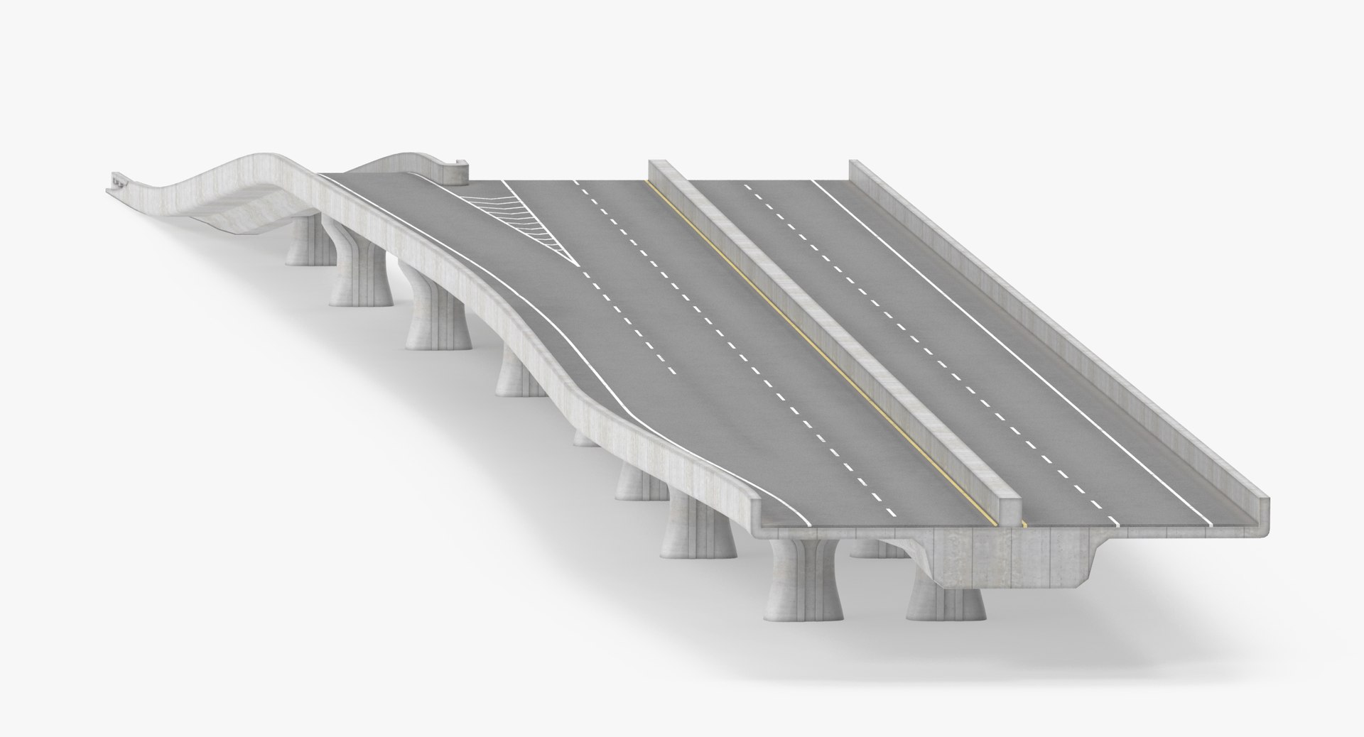 3d Raised Highway Onramp Straight Model