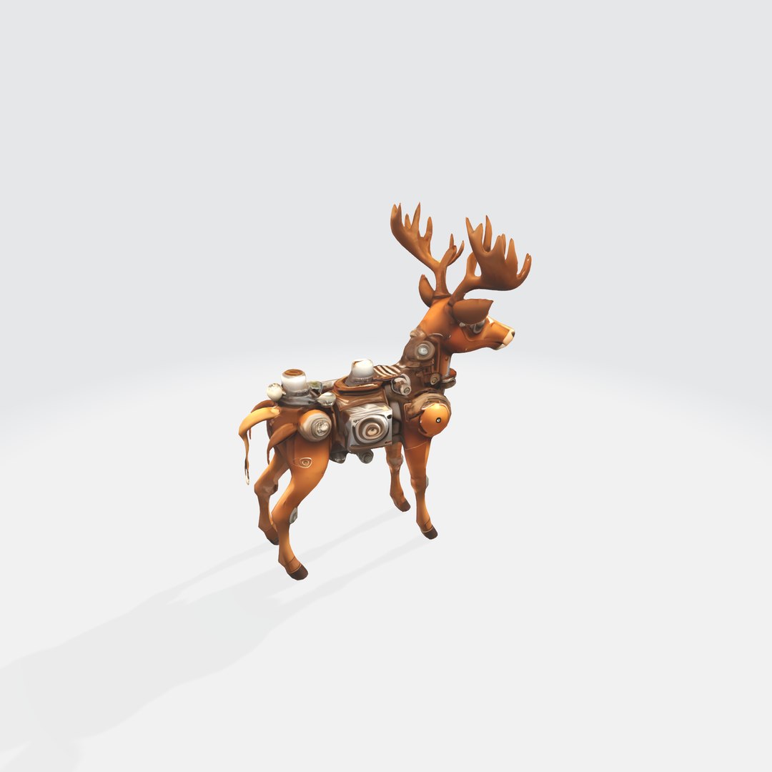 Futuristic Steampunk Robotic Deer With Mechanical Details 3D Model ...