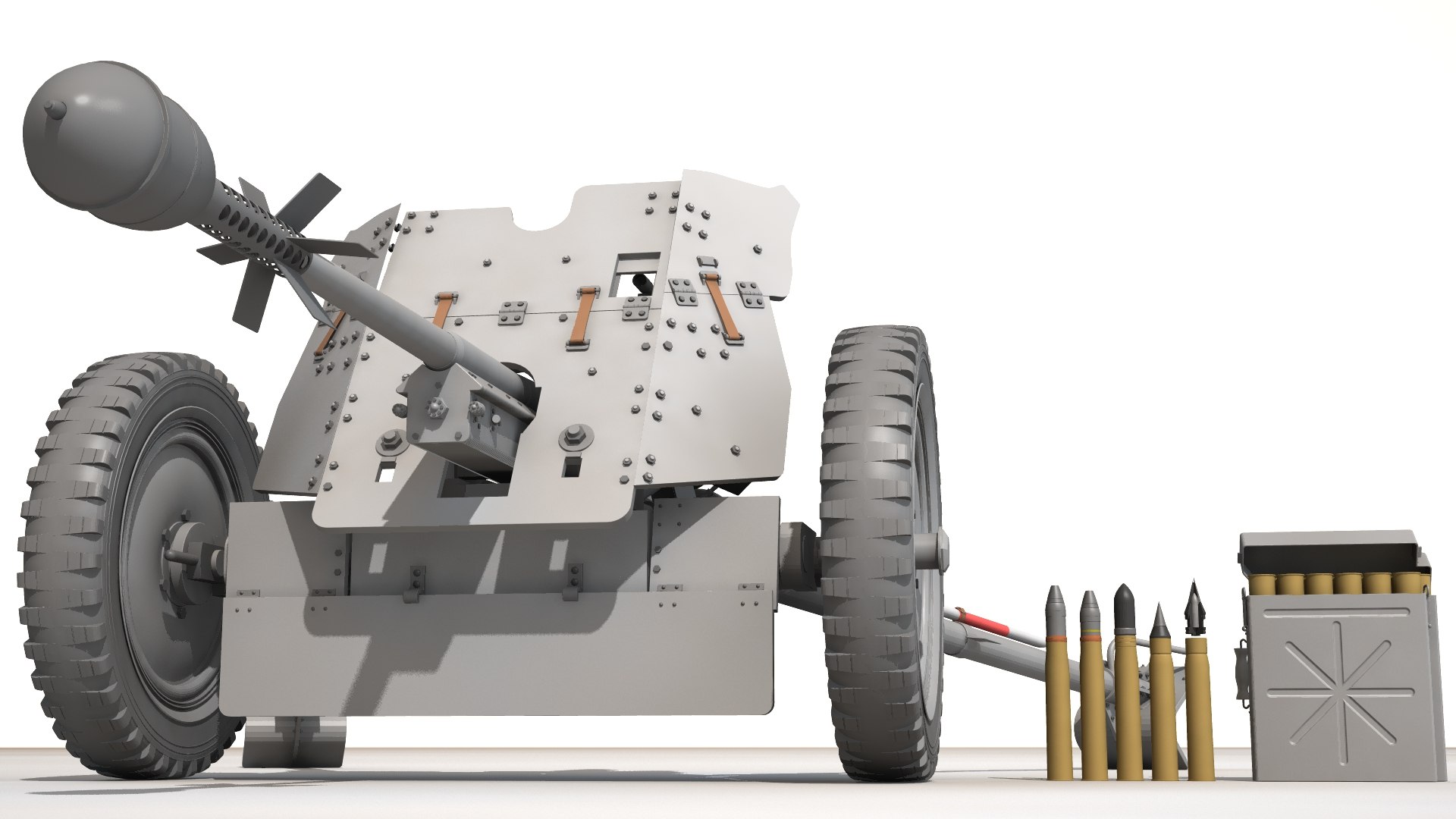 3D Model Pak36 With Ammunition And StielGrenate41 - TurboSquid 2125324