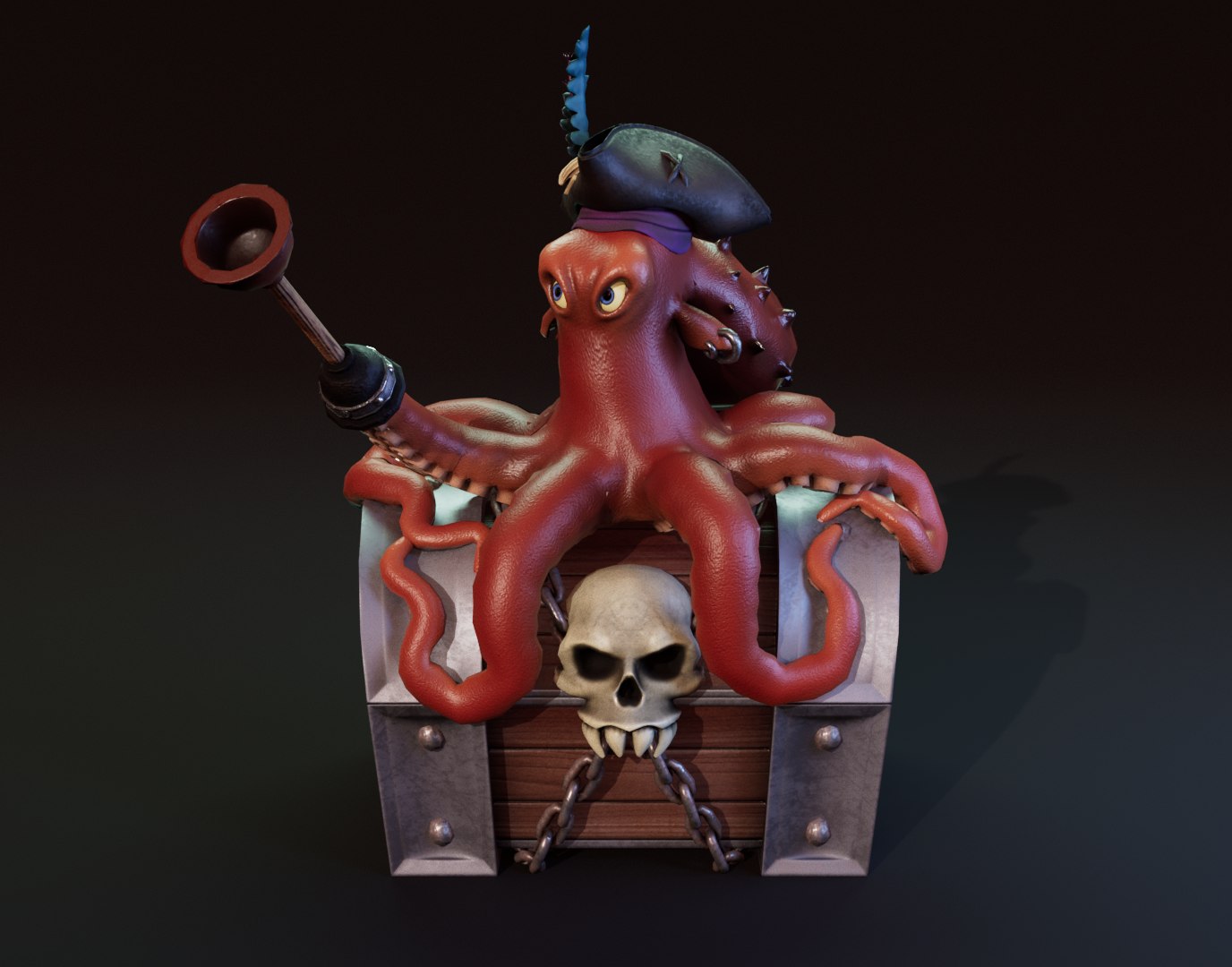 3D Model Pirate Octopus Mr Plunger - TurboSquid 2009669