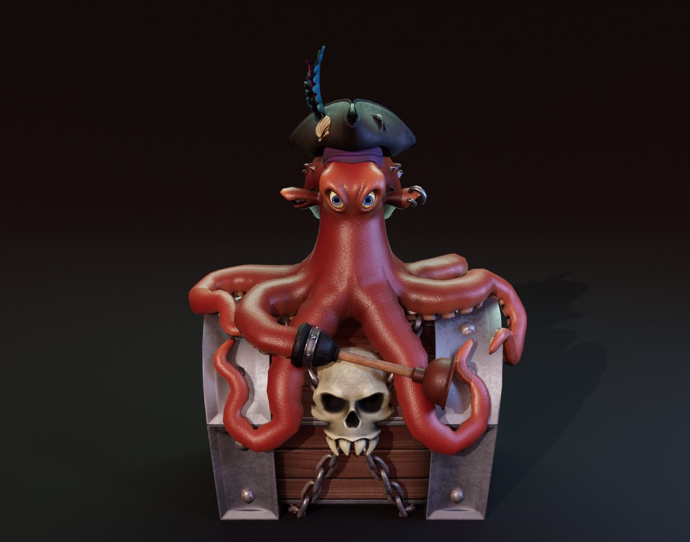 3D Model Pirate Octopus Mr Plunger - TurboSquid 2009669