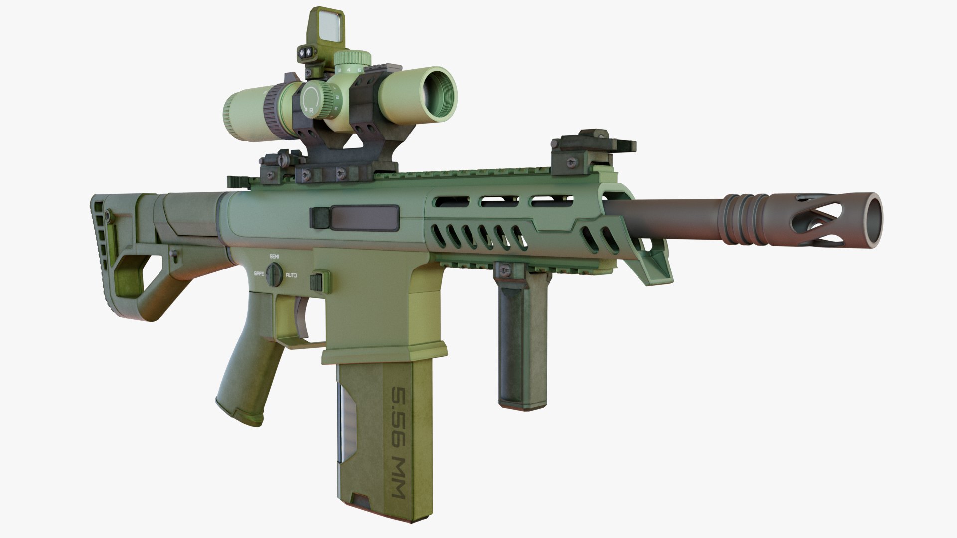 Customizable Original Design Assault Rifle Sights LPVO and Red dot ...