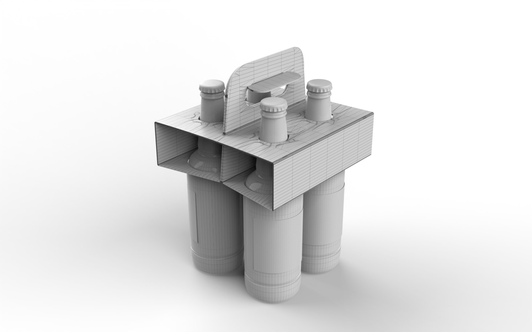 Four-Bottle Beer Packaging Box Holder 3D Model - TurboSquid 2227454