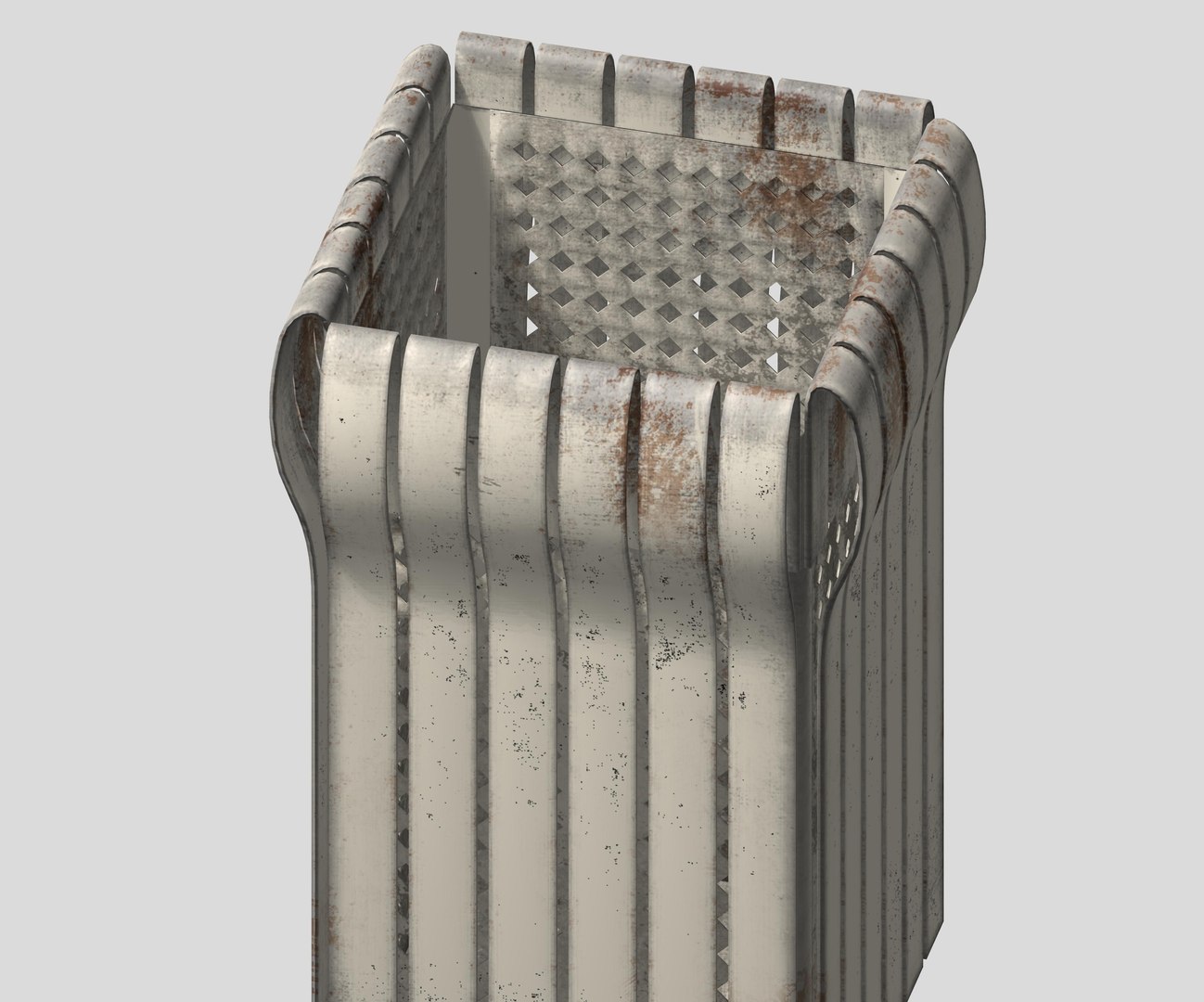 Box type open trash can with cage 3D model - TurboSquid 2130666