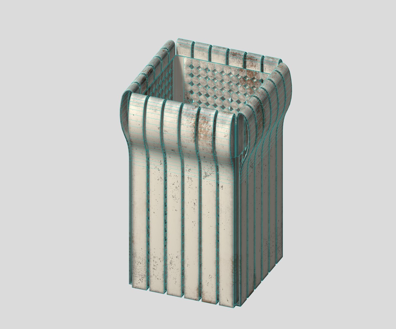 Box Type Open Trash Can With Cage 3D Model - TurboSquid 2130666