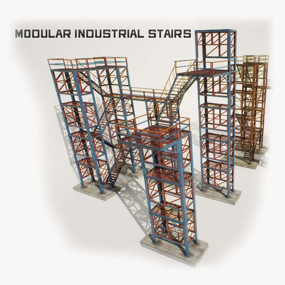 3D Model Industrial Stairs Modular - TurboSquid 2117896