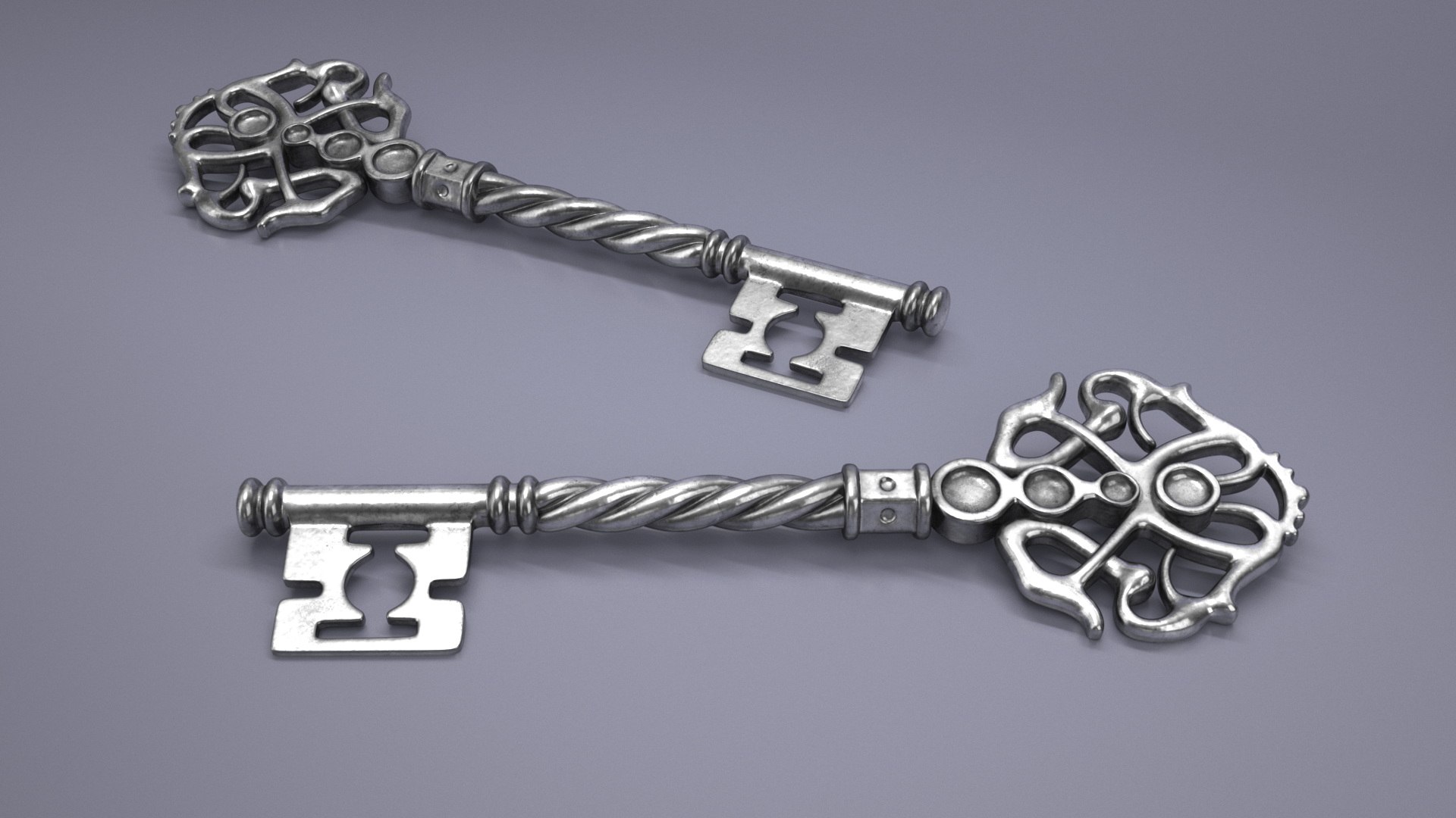 3D Fantasy Skeleton Key Silver Model - TurboSquid 2246214