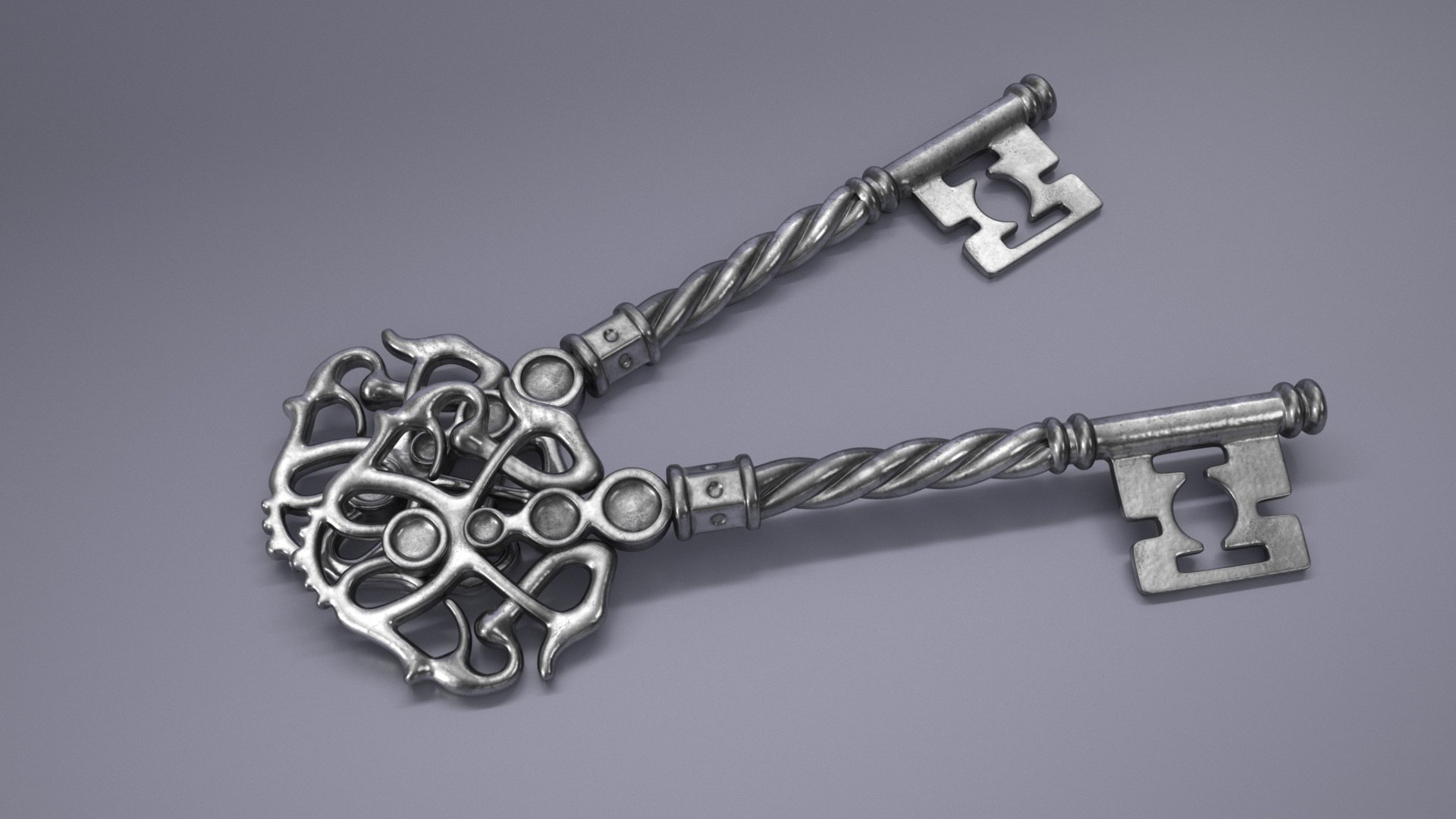 3D Fantasy Skeleton Key Silver Model - TurboSquid 2246214