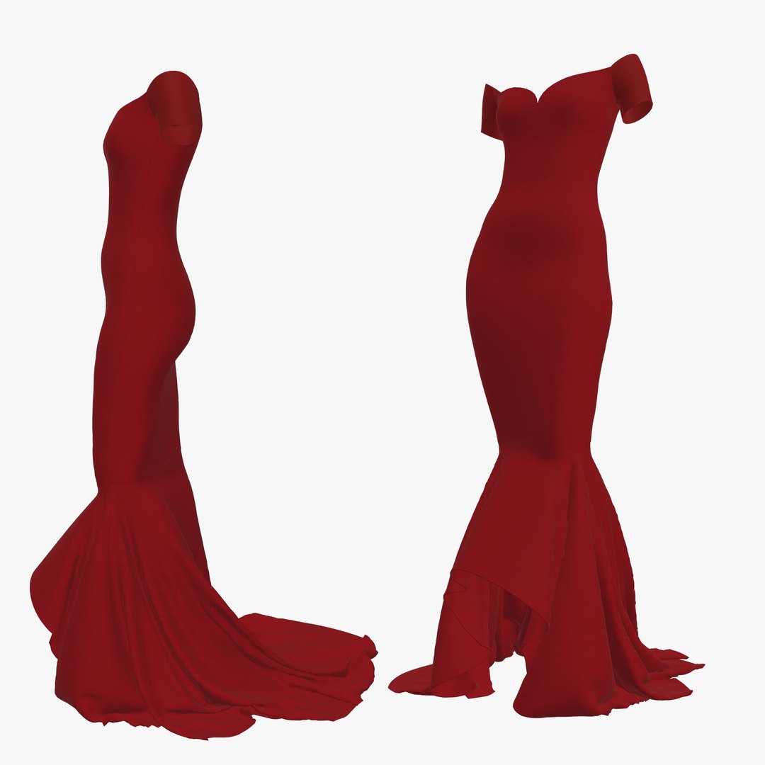 3D Red dress Marvelous Designer or Clo3D ZPRJ - TurboSquid 2156605