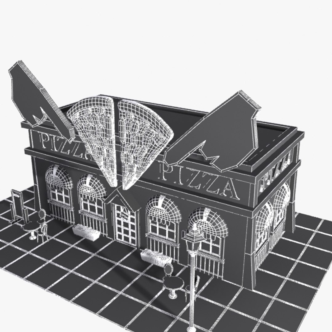 3d Model Cartoon Pizza Restaurant