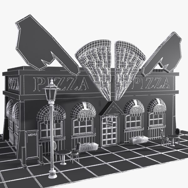 3d model cartoon pizza restaurant