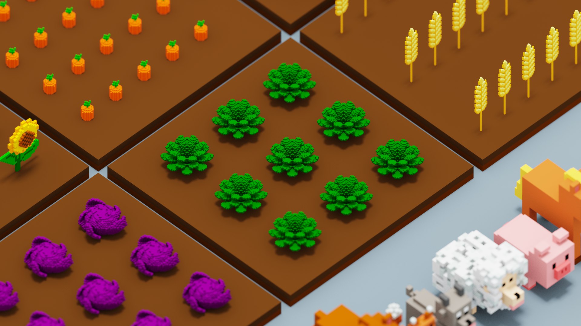 3D Voxel Farm Pack Model - TurboSquid 2058972
