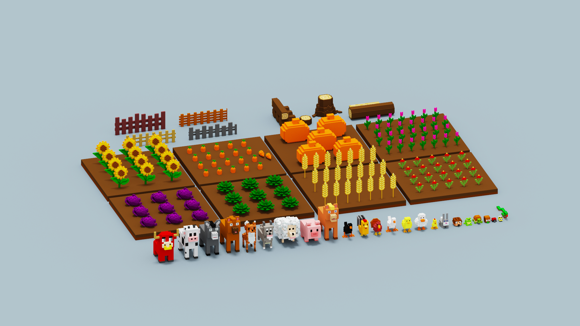 3D Voxel Farm Pack Model - TurboSquid 2058972