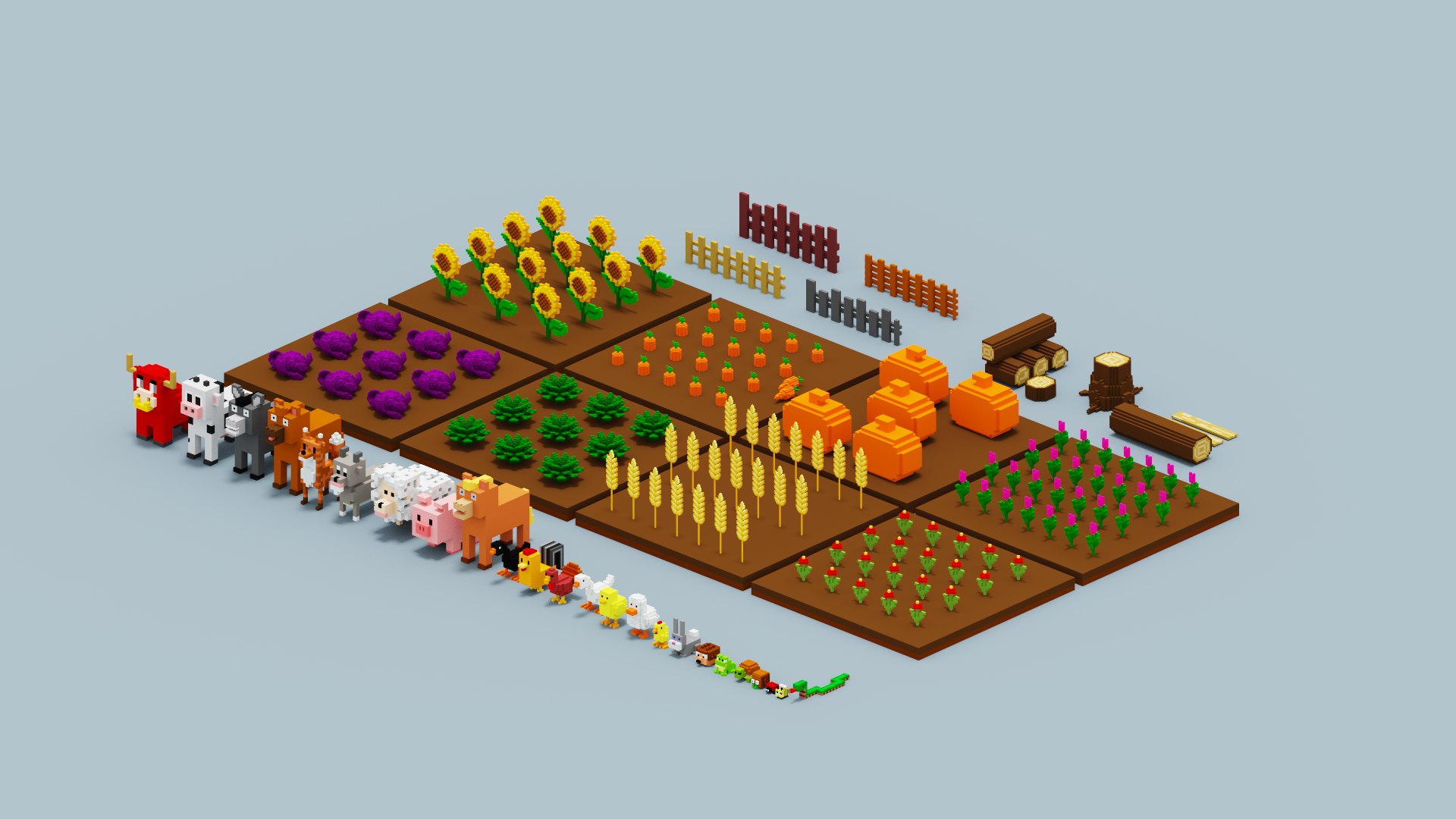 3D Voxel Farm Pack Model - TurboSquid 2058972