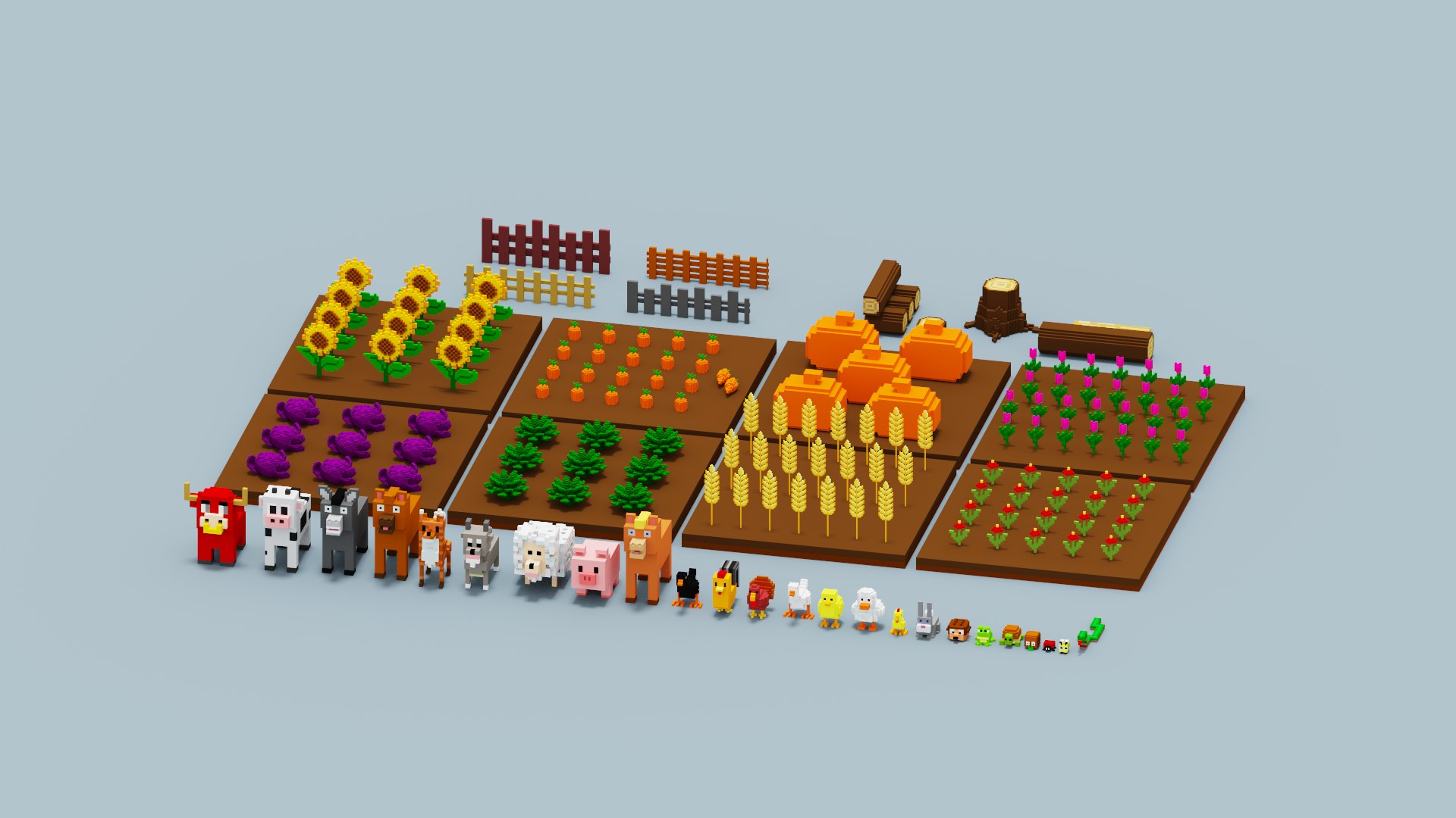 3D Voxel Farm Pack Model - TurboSquid 2058972