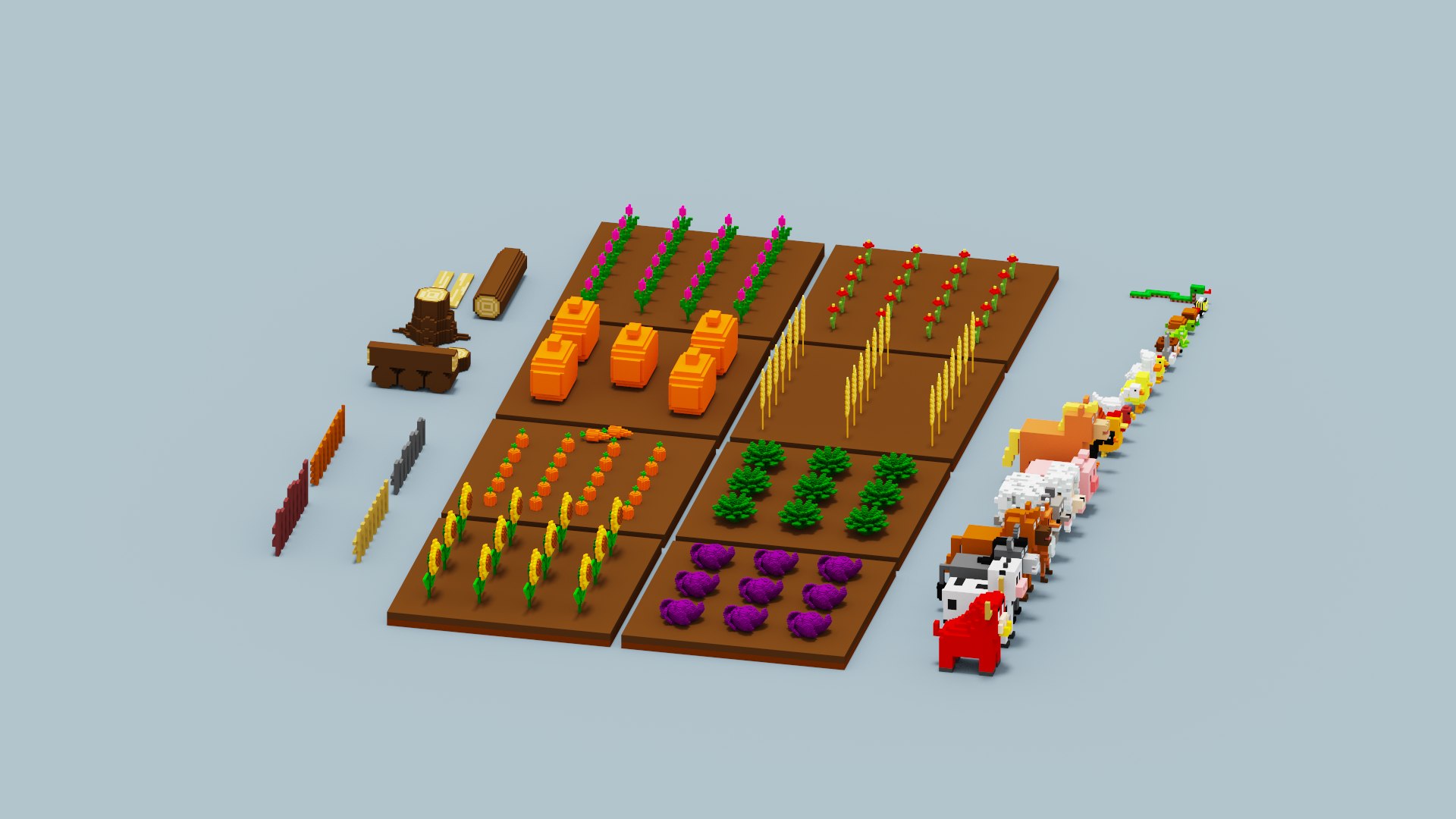 3D Voxel Farm Pack model - TurboSquid 2058972