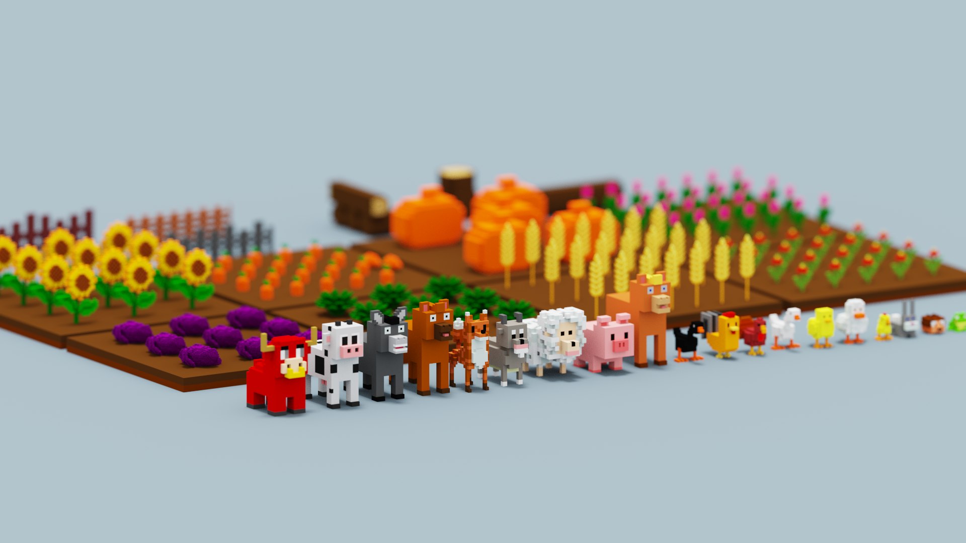 3D Voxel Farm Pack Model - TurboSquid 2058972