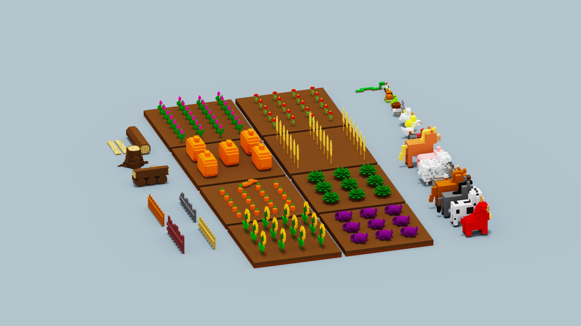 3D Voxel Farm Pack model - TurboSquid 2058972