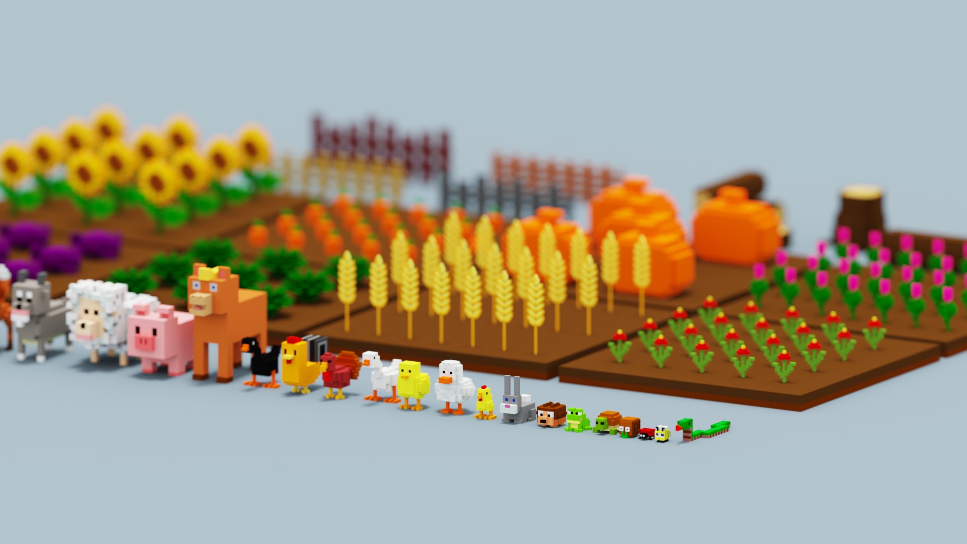 3D Voxel Farm Pack Model - TurboSquid 2058972