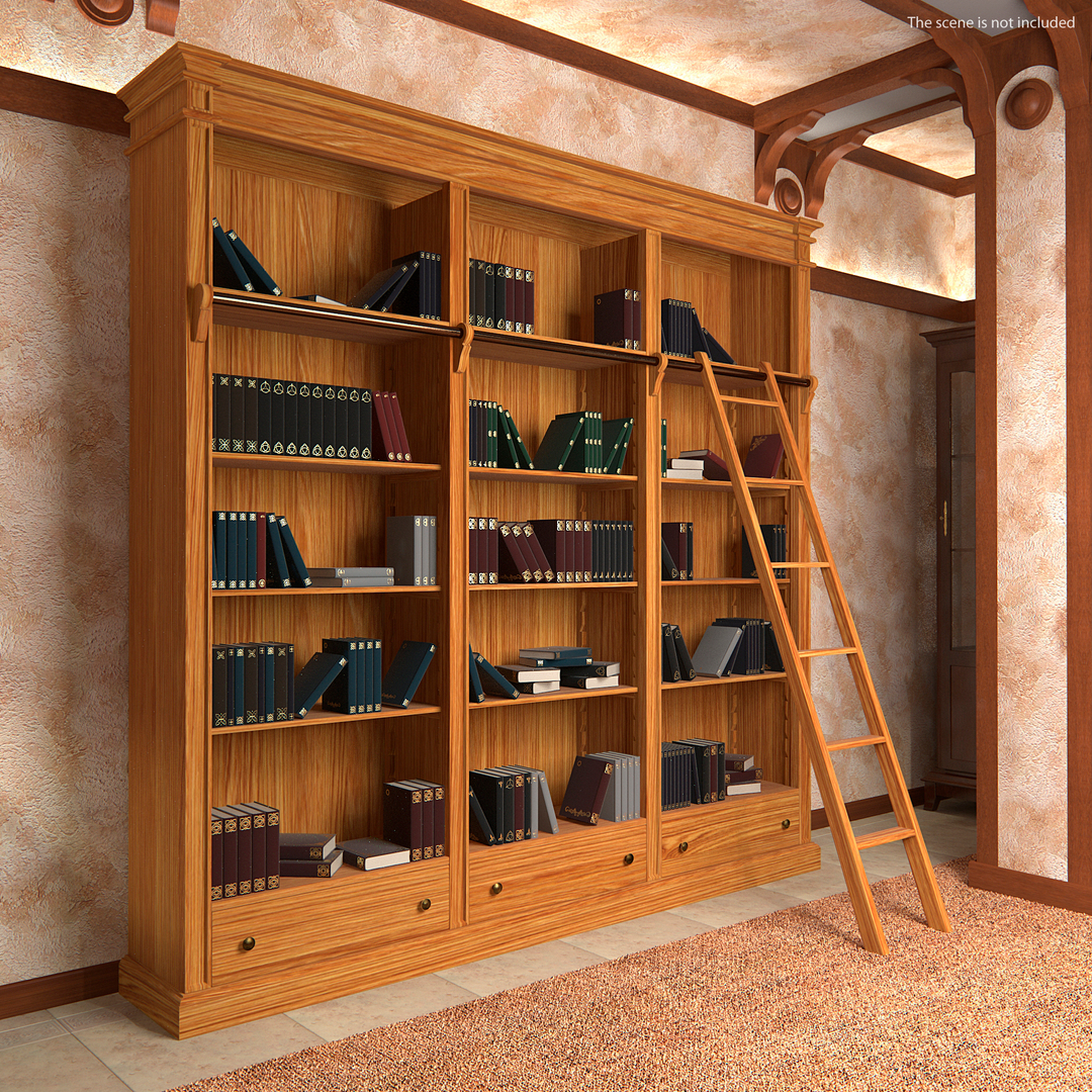 Wooden library ladder wood 3D model - TurboSquid 1487038