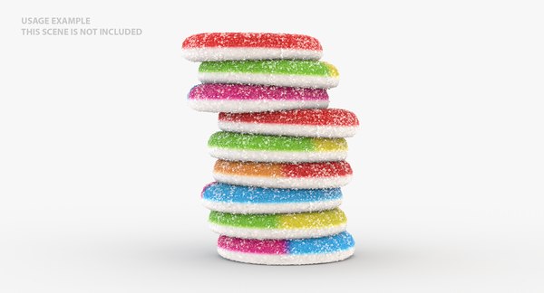 realistic sugar gummy rings obj