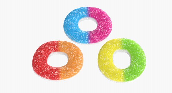 realistic sugar gummy rings obj
