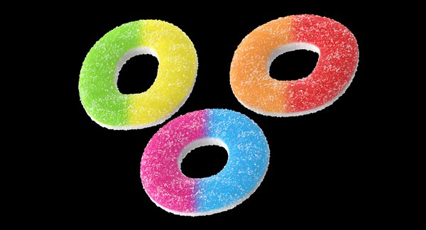 realistic sugar gummy rings obj
