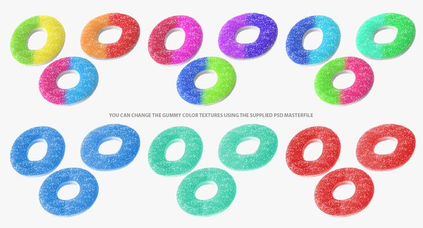 realistic sugar gummy rings obj