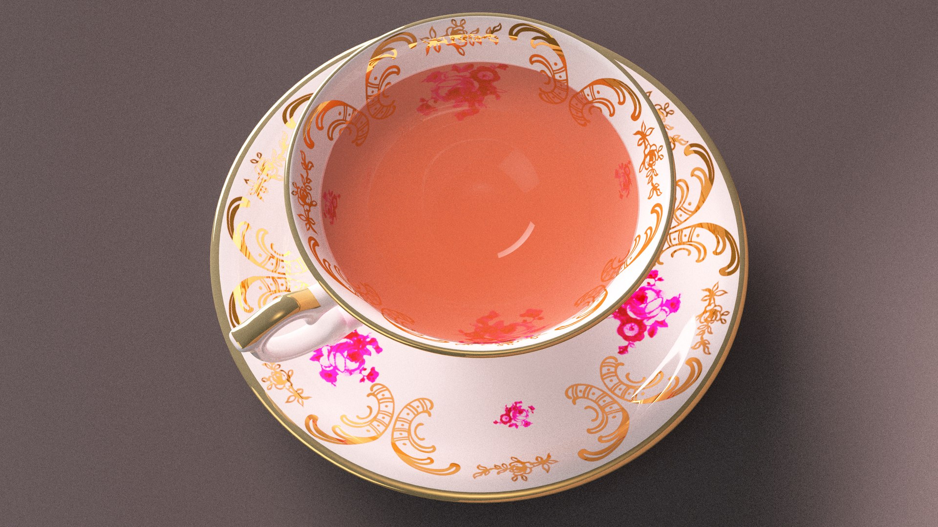 3D Antique Tea Cup Full Of Tea - TurboSquid 2112700