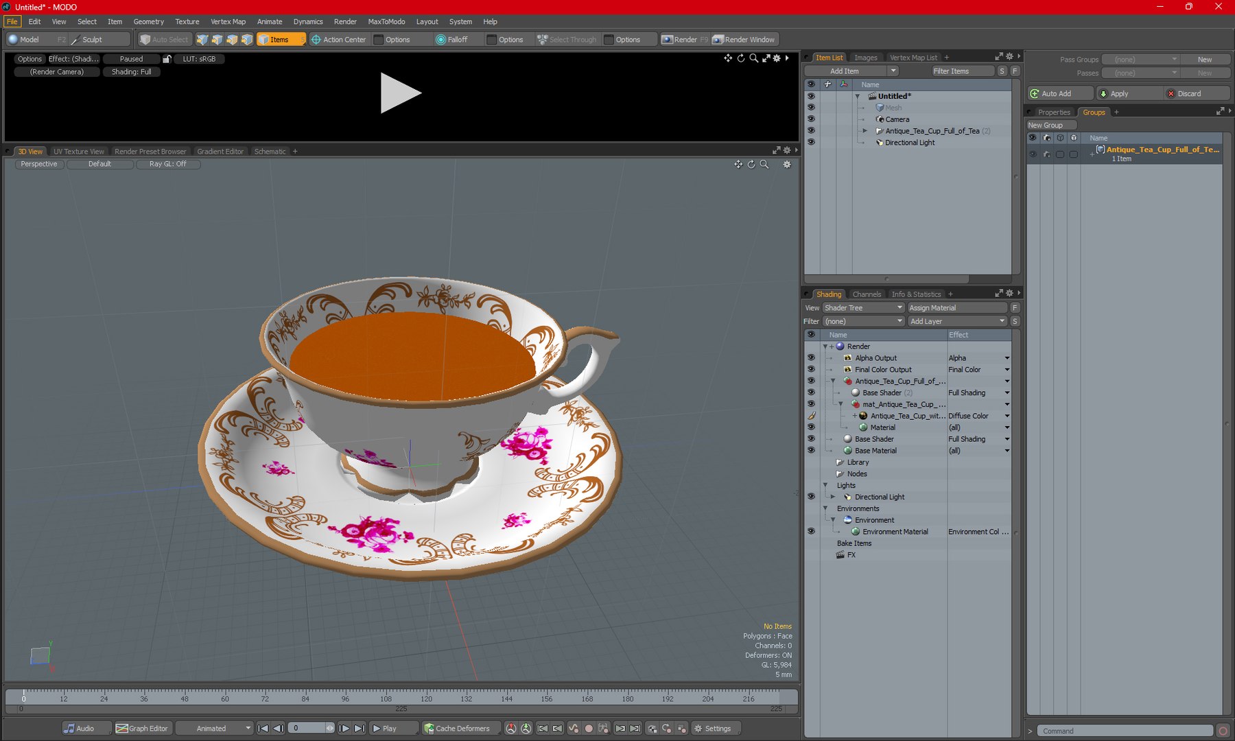 3D Antique Tea Cup Full of Tea - TurboSquid 2112700