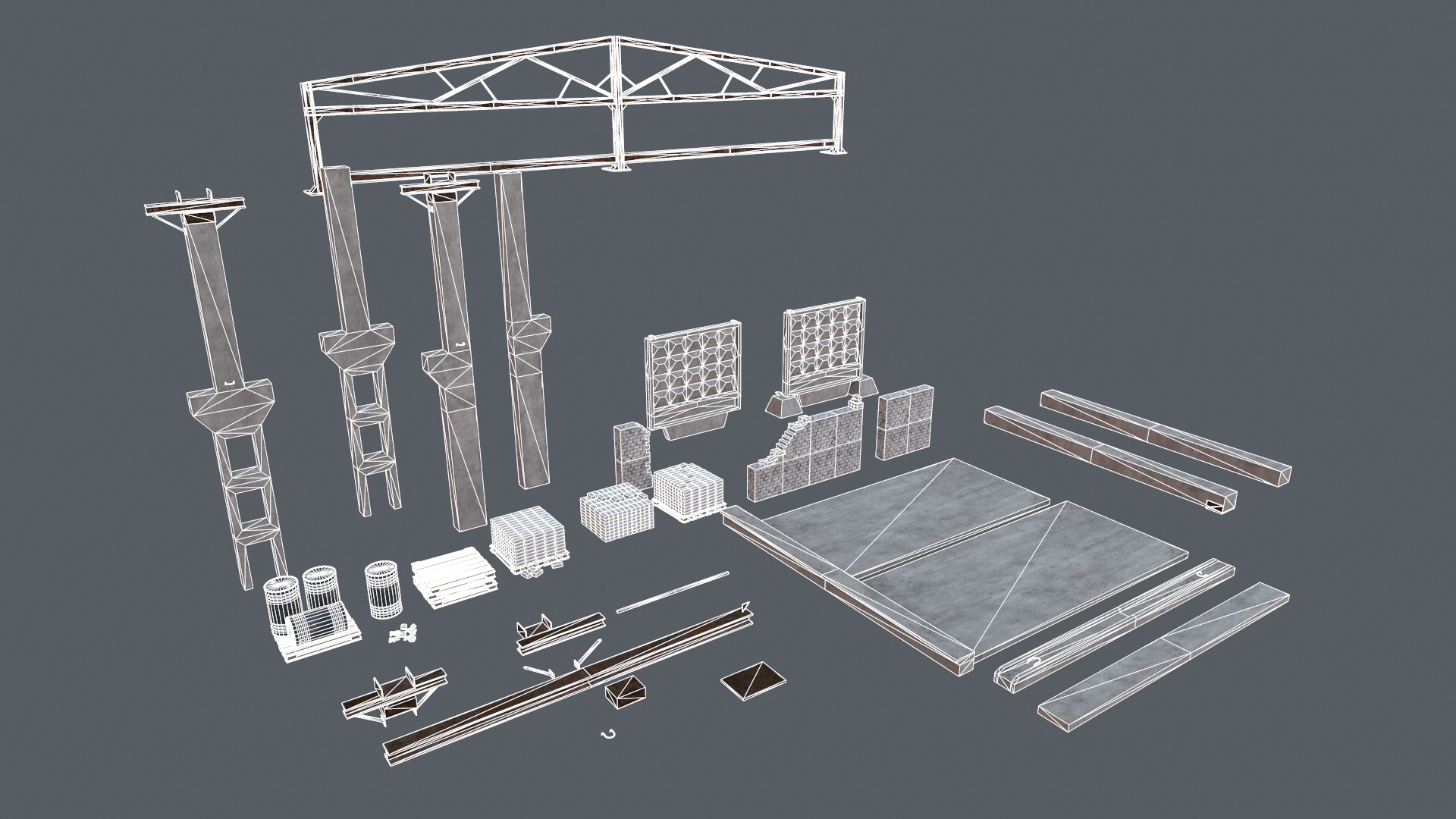 Bilding Site Collection Low-poly 3D Model 3D Model - TurboSquid 2097628