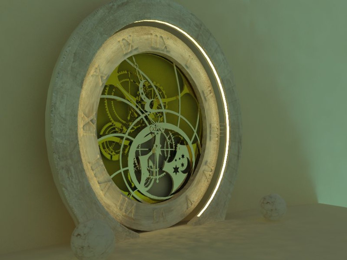 Clock Scene 3d Model