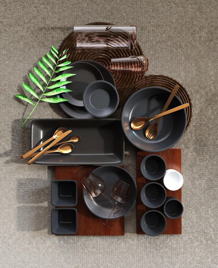 Modern tableware combination model 3D model - TurboSquid 2062651