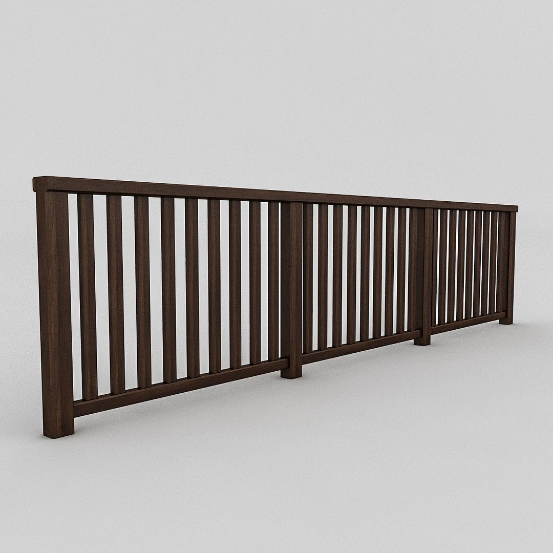 3D Wooden Railing Model - TurboSquid 1440647