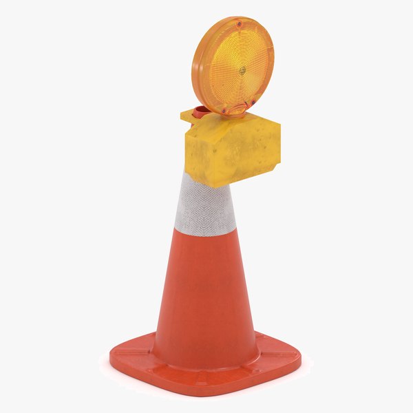 3D модель Дорожный конус с желтой сигнальной лампой безопасности ...