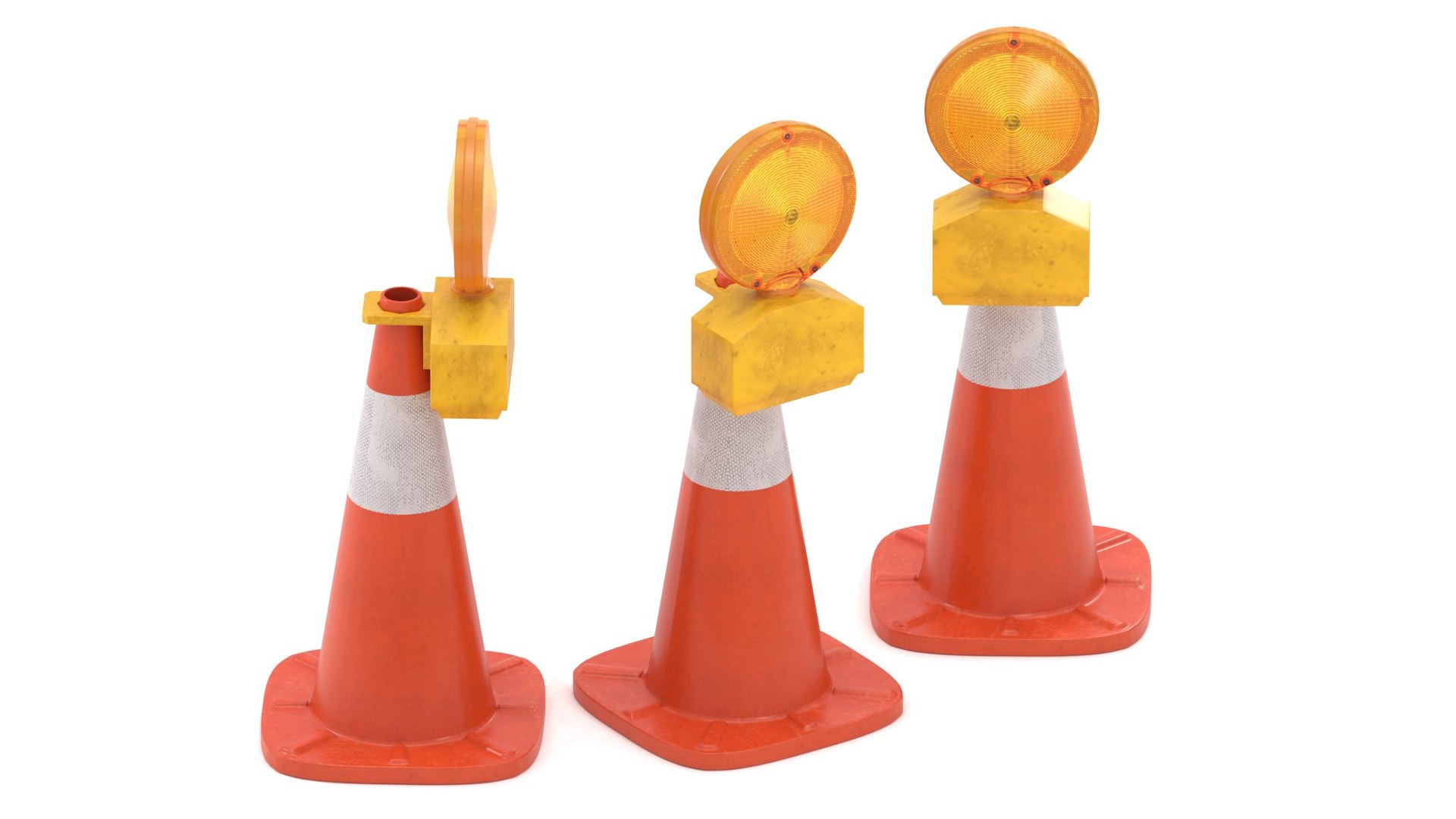 3D Traffic Cone With Safety Amber Warning Light - TurboSquid 2124657
