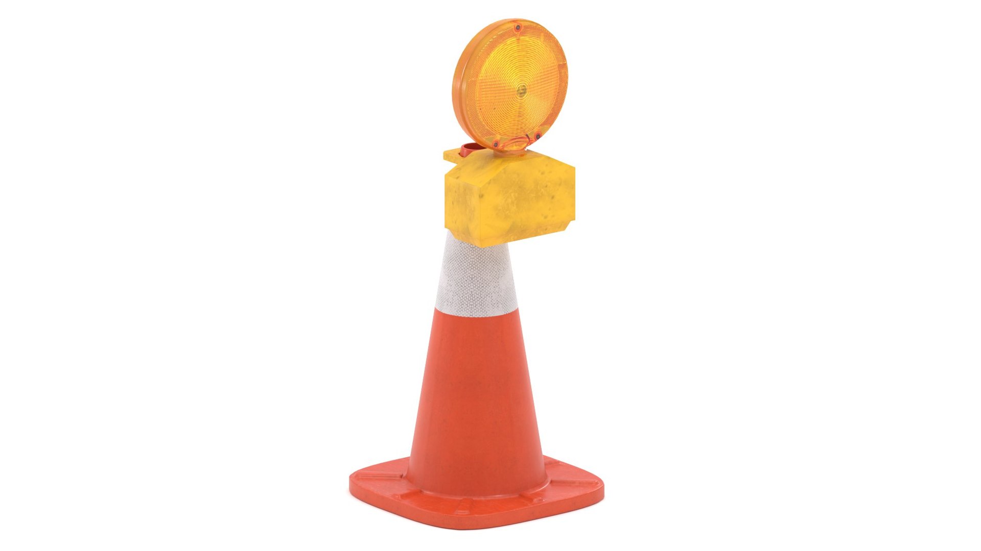 3D Traffic Cone With Safety Amber Warning Light - TurboSquid 2124657