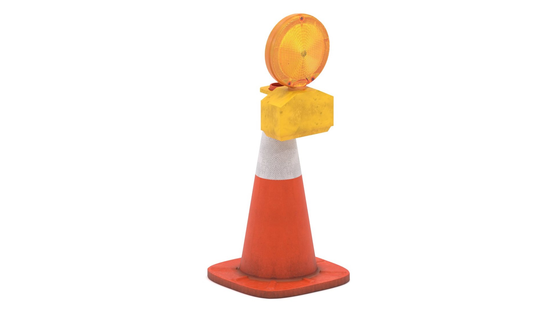 3D Traffic Cone with Safety Amber Warning Light - TurboSquid 2124657