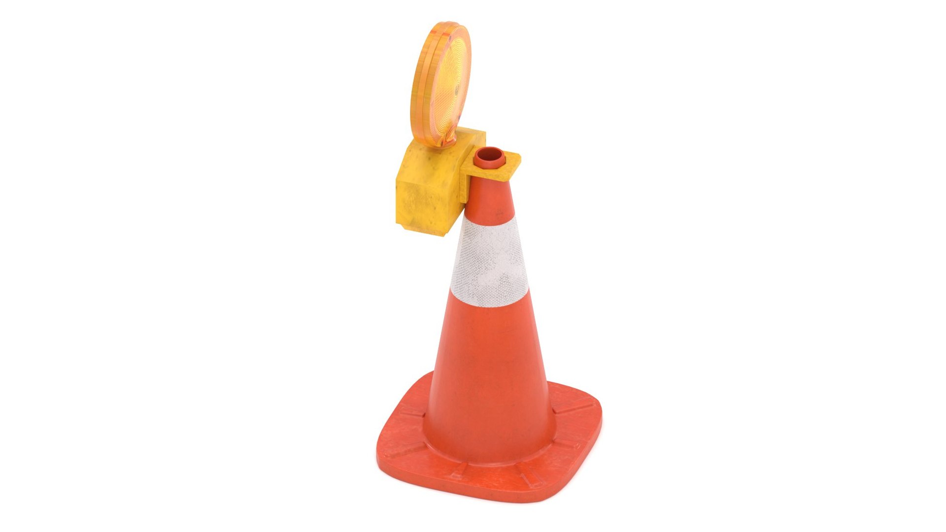 3D Traffic Cone With Safety Amber Warning Light - TurboSquid 2124657