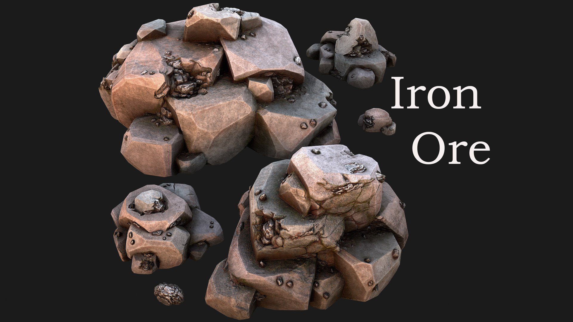 Stones And Rocks Iron Ore Mineral Model - TurboSquid 2288937