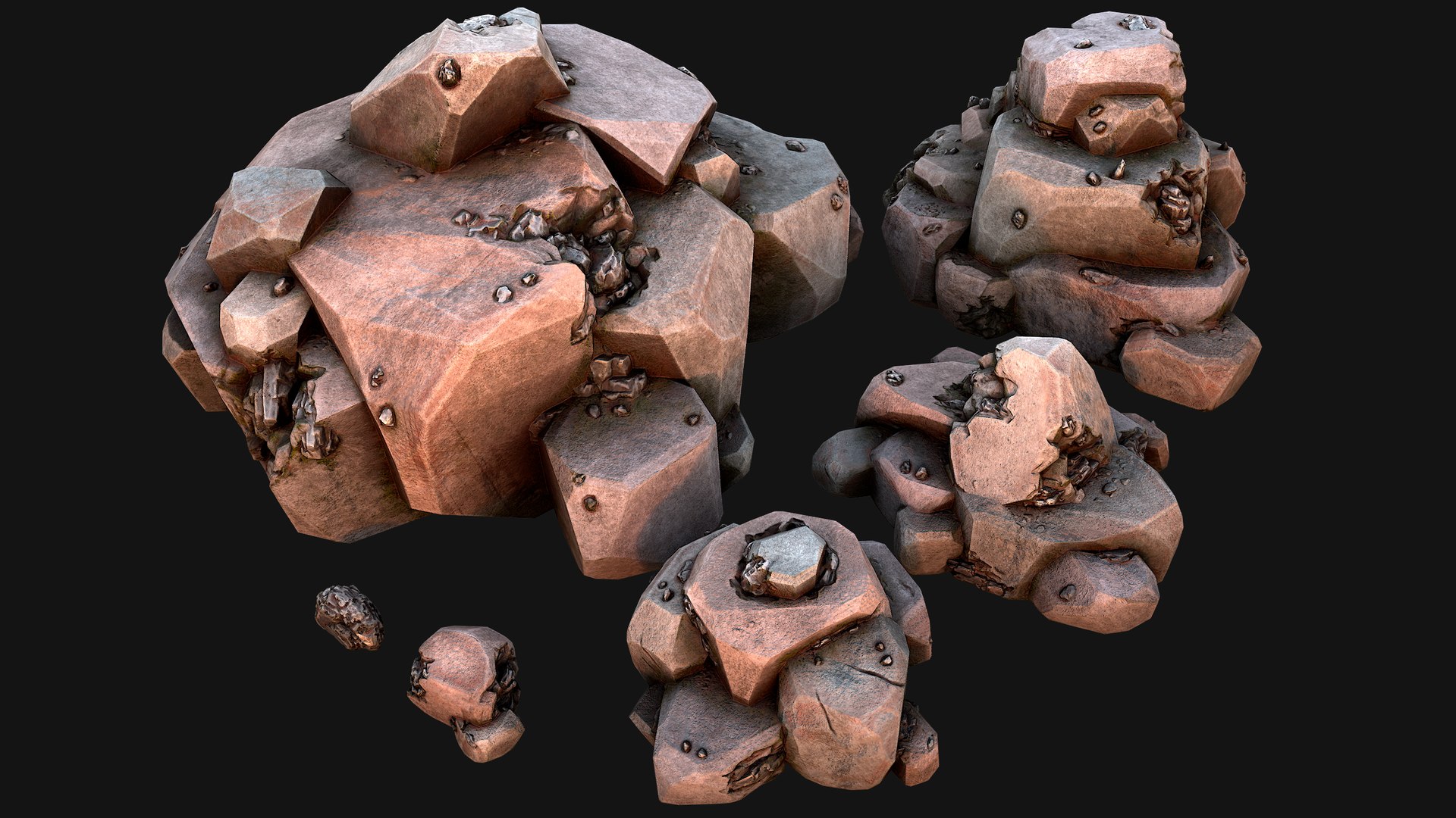 Stones And Rocks Iron Ore Mineral Model - TurboSquid 2288937