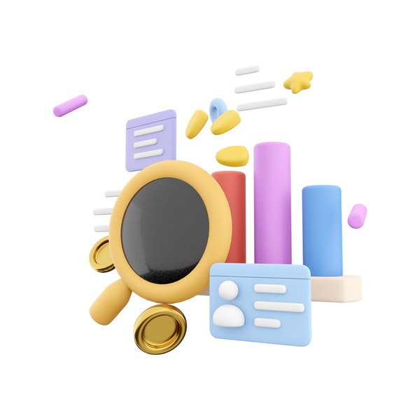 modelo 3d Icono de gráfico y lupa - TurboSquid 2045433