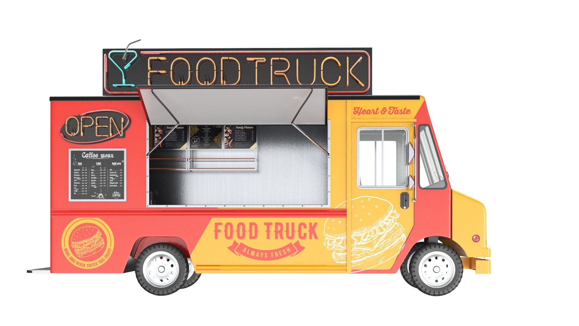 3D Detailed Food Truck And Cart - TurboSquid 2388067