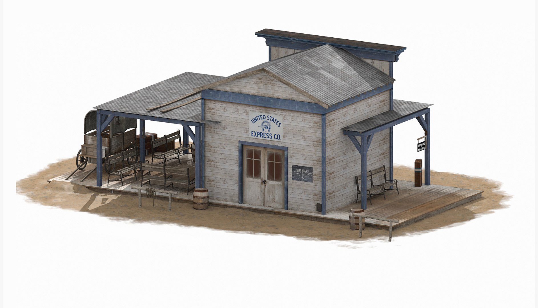 3D Wooden Old Train Station - TurboSquid 1617644