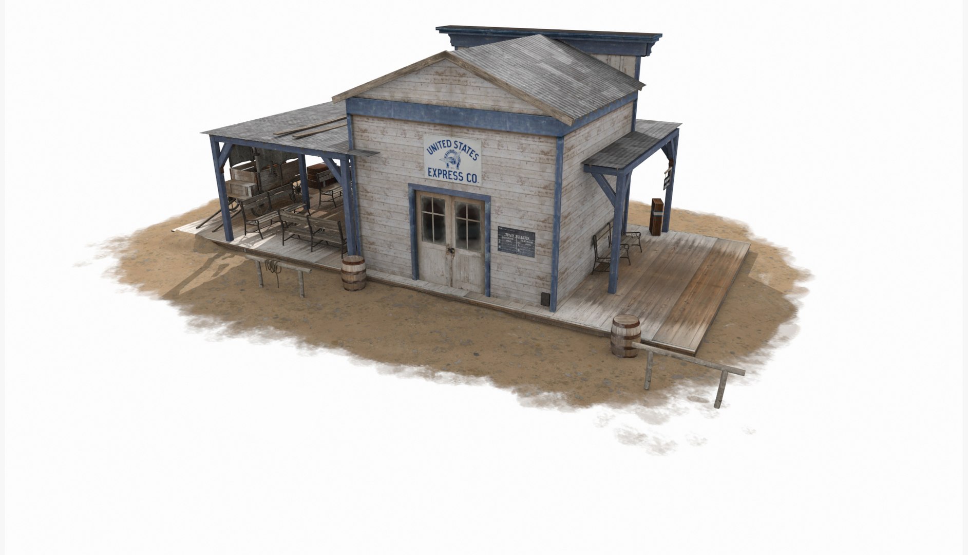 3D Wooden Old Train Station - TurboSquid 1617644