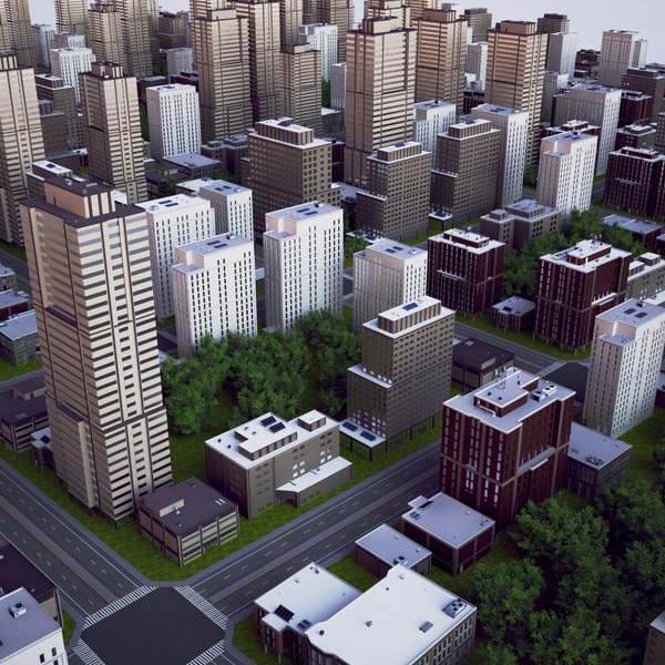 3d cityscape scene highrise model