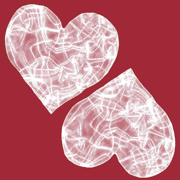 3d model crease paper cutout heart